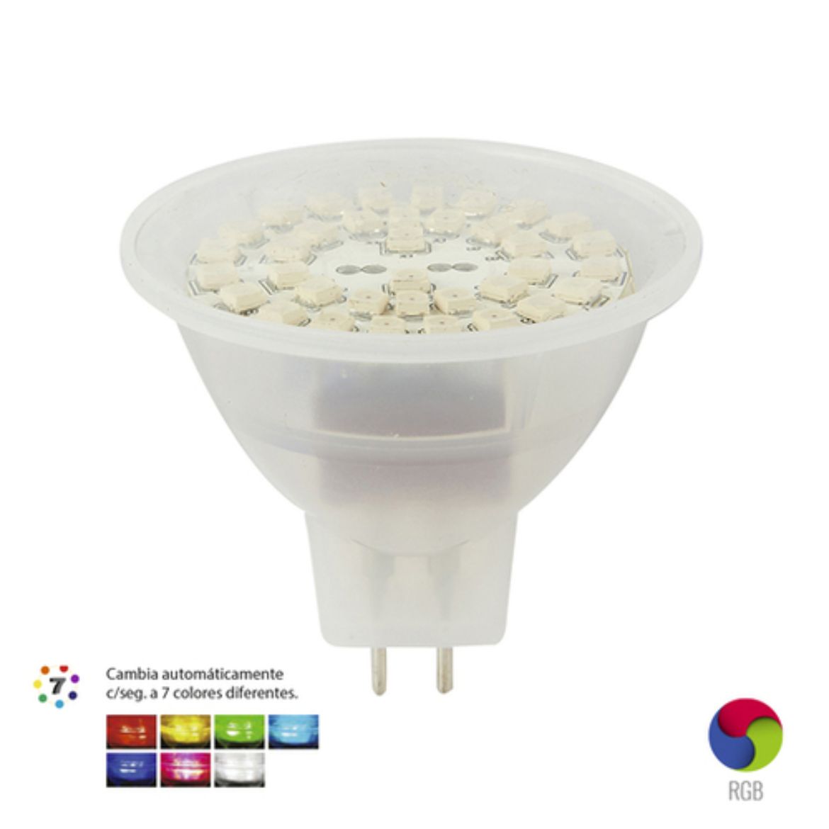 Provejal | Lámpara LED MR16-SMDLED/3WRGB 3W 100-127V RGB GX5.3